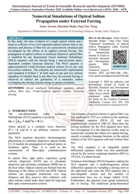 Numerical Simulations Of Optical Soliton Propagation Under External