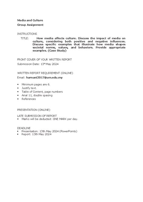 Assignment Media And Culture Um 2024 Media And Culture Group