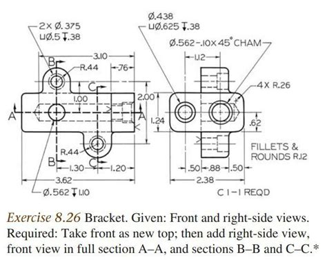 Solved Exercise 826 Bracket Given Front And Right Side