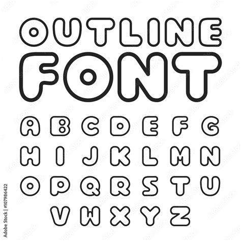 Outline Font Round Shaped Sans Serif Linear Font Modern Line Vector