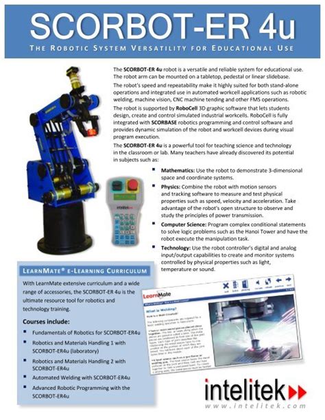 Scorbot Er 4u Data Sheet Intelitek