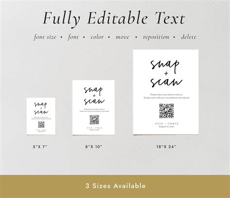 Modern Snap And Scan With QR Code Printable Guest Photo Etsy