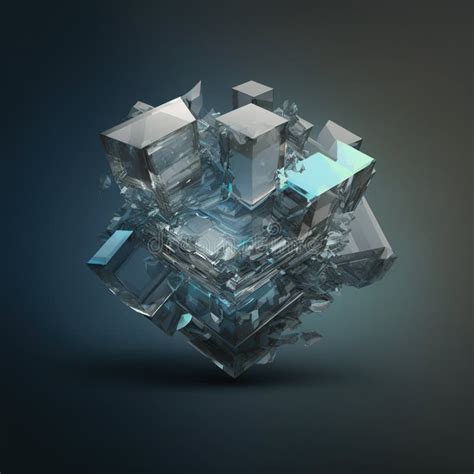 Geometric Cubic Shape With Ravishing Spectrum Of Prismatic Color Stock