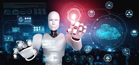 Premium Photo AI Robot Using Cloud Computing Technology To Store Data On Online Server