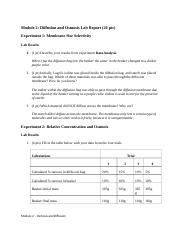 DavidBradbury Diffusion Module Docx Module Diffusion And Osmosis Lab Report Pts