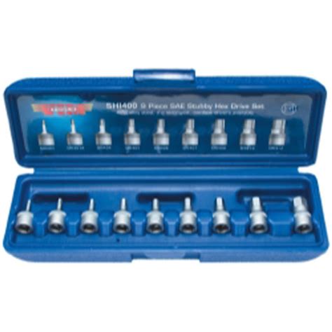 Vim Products Shi400 9 Piece 1 4 Drive Sae 3 32 3 8 Stubby Hex Bit