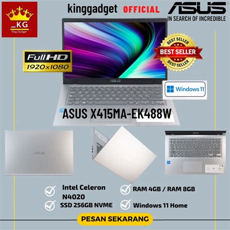 Jual Asus X415ma Ek488w Intel Celeron N4020 Ram 8gb Ssd 256gb Layar 14