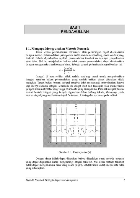 Pdf Metode Numerik Sebagai Algoritma Komputasi 1 Bab 1 Pendahuluan 1 1 Mengapa Menggunakan