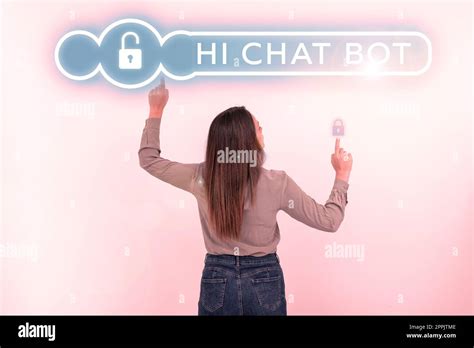 Inspiration Showing Sign Hi Chat Bot Business Showcase Greeting To Robot Machine Who Answers To