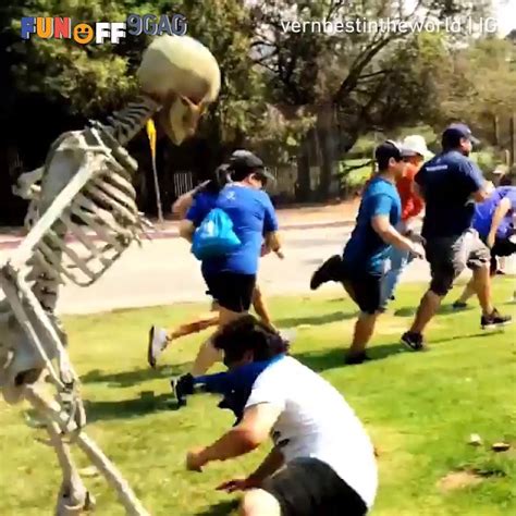 Skeletons Chasing Humans Human Champion Skeleton When Your Dead Selves Come Back To Haunt