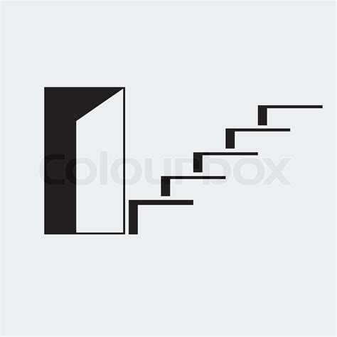 Direction For The Entrance And Exit Input And Output Door With Stairs Stock Vector Colourbox