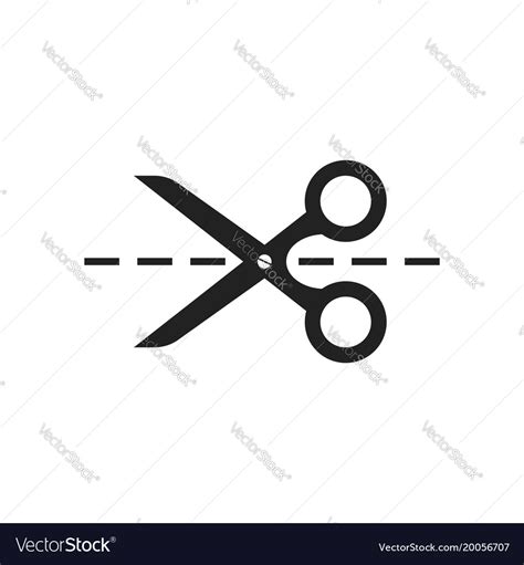 Scissors Icon With Cut Line Scissor Royalty Free Vector