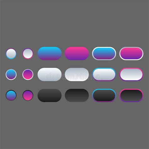 Icon Set Multi Colored Button In Flat Style Stock Vector Illustration Of Pink Icon