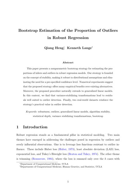 Pdf Bootstrap Estimation Of The Proportion Of Outliers In Robust