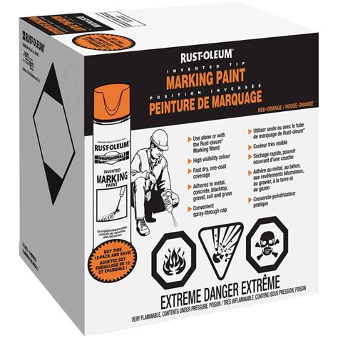 Rust Oleum Paquet De 12 Peintures Acryliques En Aérosol Pour Marquage