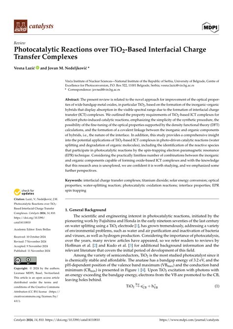 Pdf Photocatalytic Reactions Over Tio2 Based Interfacial Charge