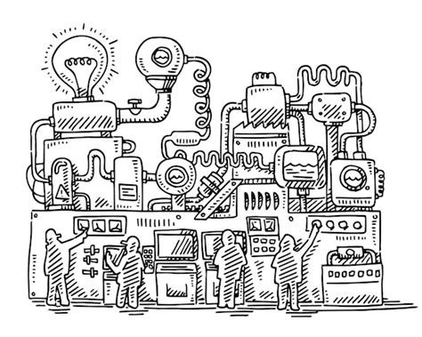 Premium Vector Handdrawn Vector Drawing Of A Complex Machine With