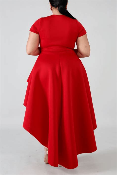 Large Size Irregular Ruffled Dress Rodressonline