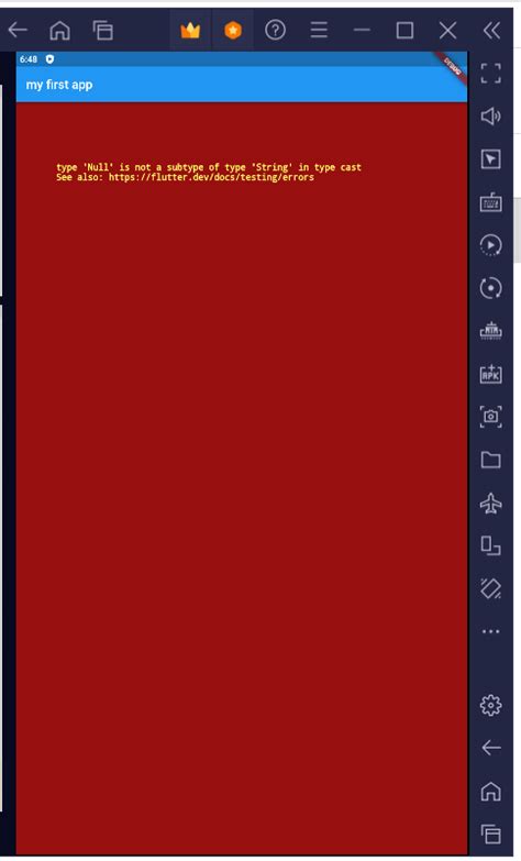 Dart Flutter Error The Type Null Is Not A Subtype Of Type String In Type Cast Stack