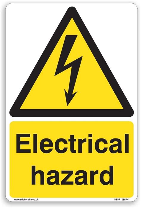 Electrical Hazard Sign A4 200mm X 300mm Self Adhesive Sticker