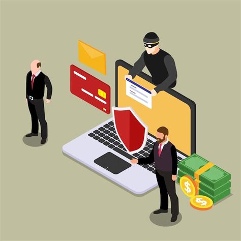 premium vector hacker stealing password out of a laptop guarded by