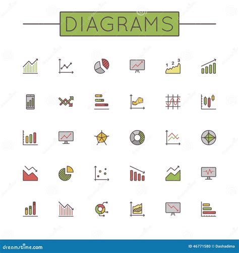 Diagrams Line Icons Signs Set Design Collection Of Graphs Charts
