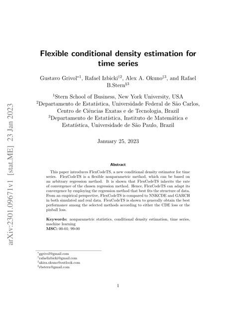 Pdf Flexible Conditional Density Estimation For Time Series
