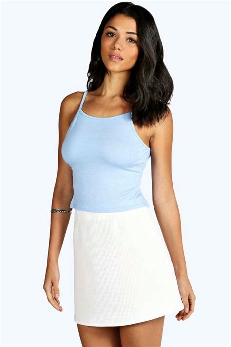 Basic Spaghetti Strap Crop Top Boohoo