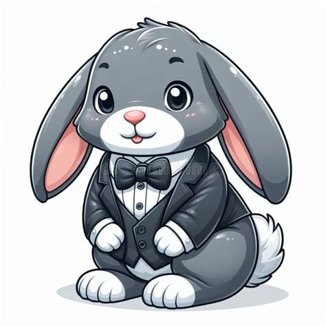Desenho Animado De Coelho Bonito Usando Fundo Branco Isolado De Smoking