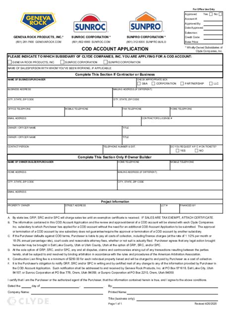 Fillable Online Combined Cod Application Revised 4 20 20xlsx Fax Email