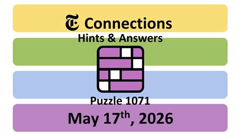 ‘nyt Connections Answers Today May 17th 2026 1071 Hints And