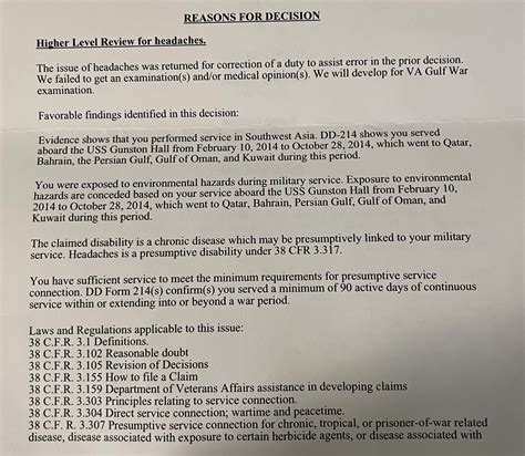 Higher Level Review Decision Letter R Veteransbenefits