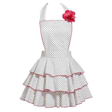 Apron Ruffled Retro Apron Handmade Flirty Full Womens Apron In Gray And