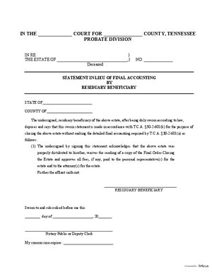 Statement In Lieu Of Final Accounting By Heirs Tennessee Atticus Forms