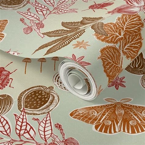 Forest Biome Nuts Seed Pods Leaves Wallpaper Spoonflower