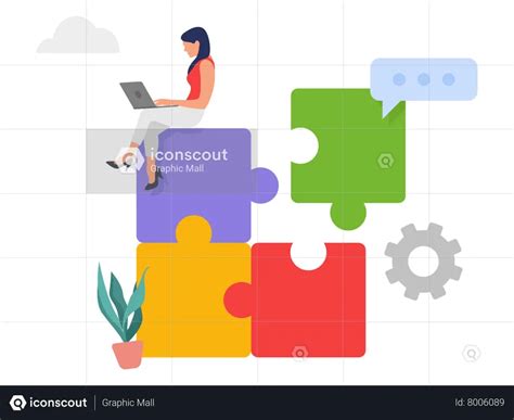 Best Woman Connecting Puzzle Brainstorming Illustration Download In Png And Vector Format