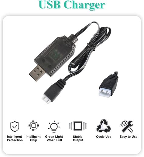 Fielect 2 Unids 74v Usb Cargador Cable Lipo Y Li Ion Baterías Xh 3p