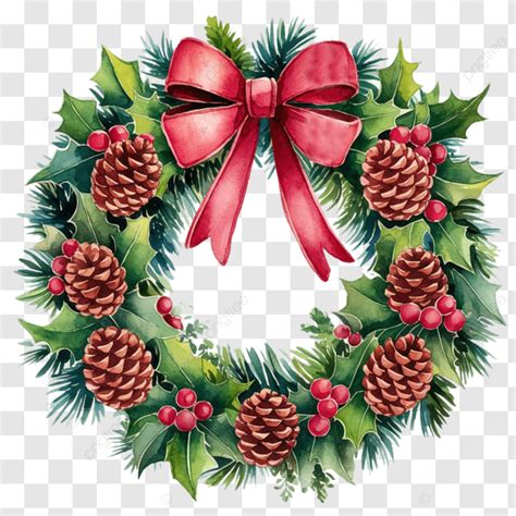 솔방울과 홀리베리가 있는 축제 수채화 크리스마스 화환 수채화 크리스마스 수채화 크리스마스 예술 클래식 크리스마스 Png 일러스트 및 이미지 에 대한 무료 다운로드