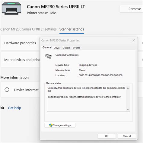 Solved Mf232w Windows 11 Scanner Code 45 Currently Thi Canon
