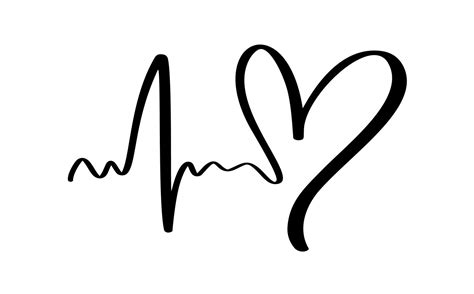 Hand Getekend Hart Liefde Teken Met Cardiogram Romantische