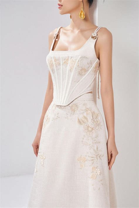 Londyn A Line Embroidered Polyester Ankle Length Skirt Mean Blvd