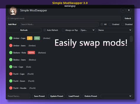 Simple Modswapper 30 Modding Tool For Genshin Impact Gi Modding Tools