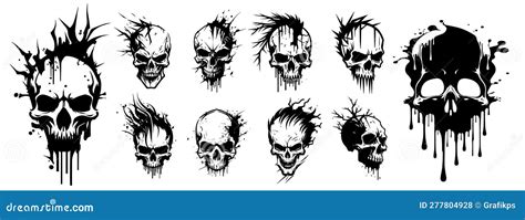 Human Skulls Black And White Vector Silhouette Svg Shapes Of Skulls
