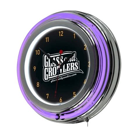 neon clock retro analog double ring neon wall clock