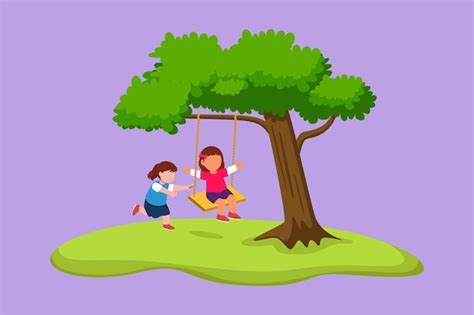 Dibujo De Estilo Plano De Dibujos Animados De Dos Niñas Felices Jugando