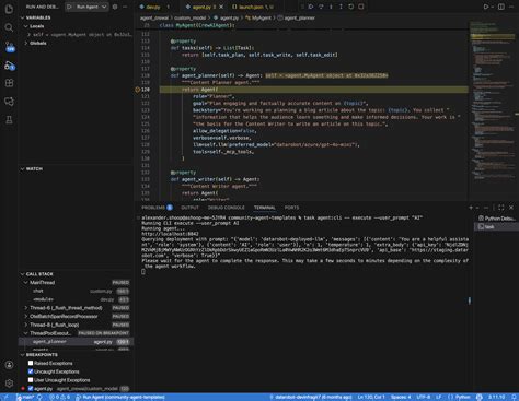 Debugging Agents Vs Code Datarobot Docs