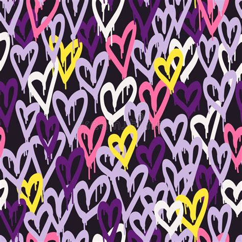 Graffiti Hearts Urban Seamless Pattern In Street Art Style Abstract