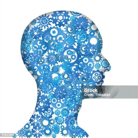 기어 두뇌 인간 기술 산업 흰색 배경에서 고립 된 톱니바퀴 대표 마음 개념을 생각 하 고 개념에 대한 스톡 벡터 아트 및 기타