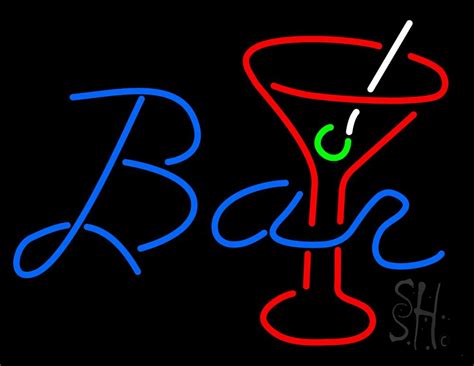 Bar With Wine Glass LED Neon Sign 15 X 19 Inches Clear Edge Cut