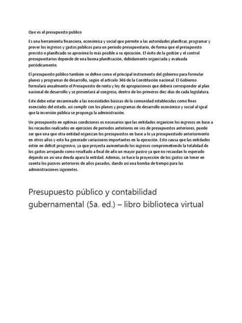 Que Es El Presupuesto Publico Pdf